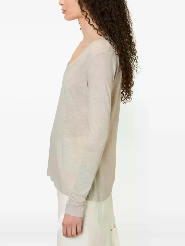 American Vintage Long-sleeved Scoop-neck T-shirt - Neutrals