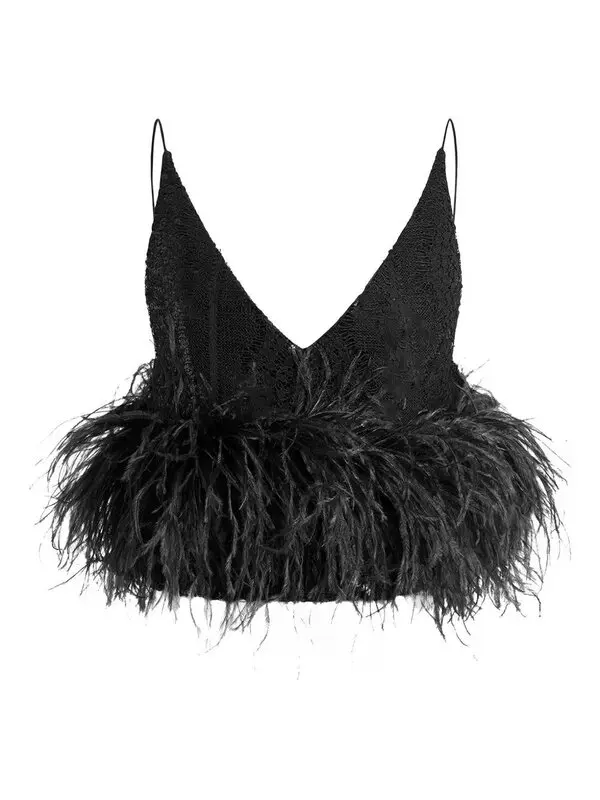 16Arlington Lace Feather Poppy Top - Black