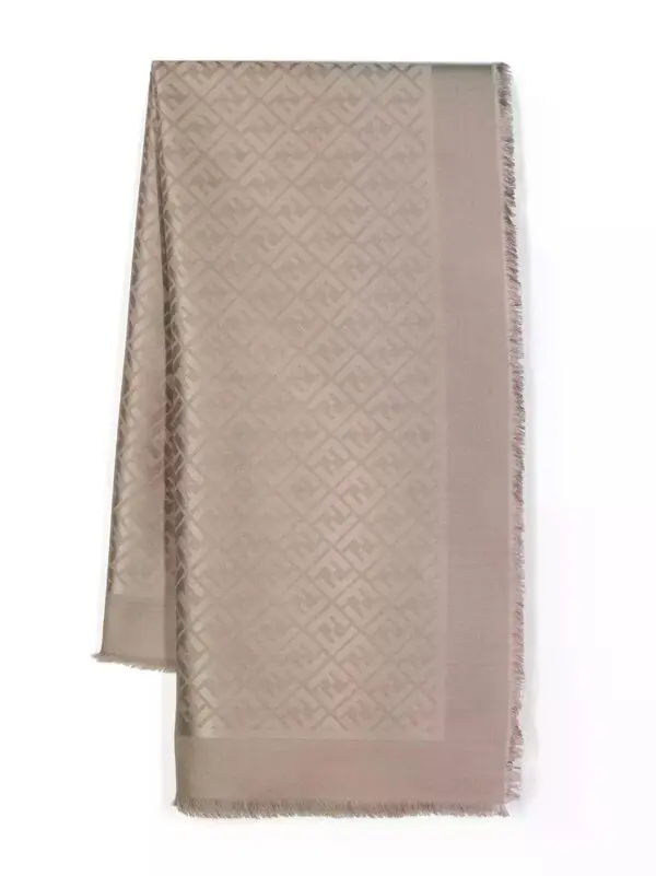 Fendi Monogram-pattern Frayed-hem Scarf - Neutrals