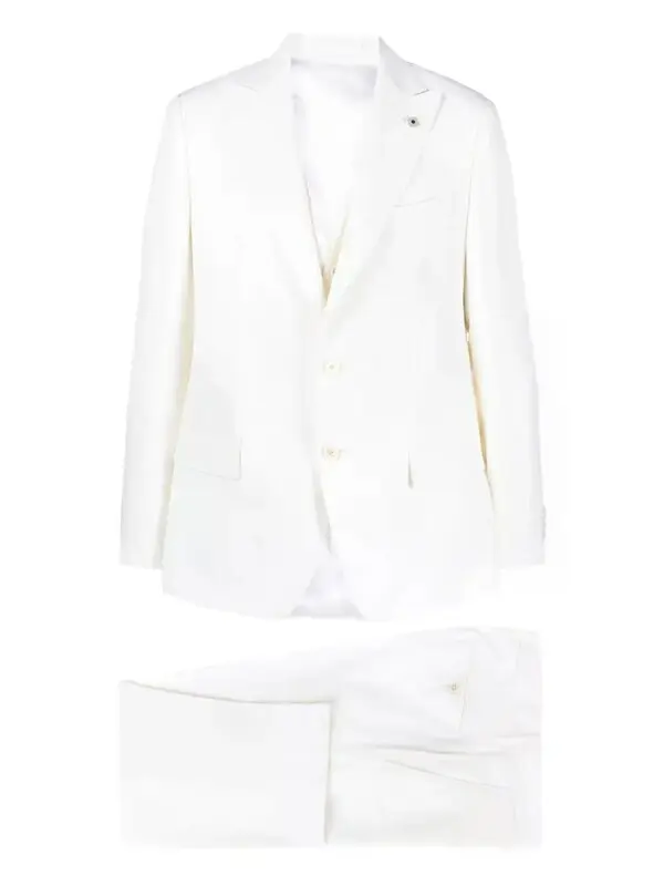 LARDINI Three-piece Wool Suit - White