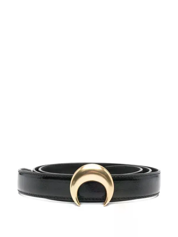 MARINE SERRE Crescent Buckle Leather Belt - Black