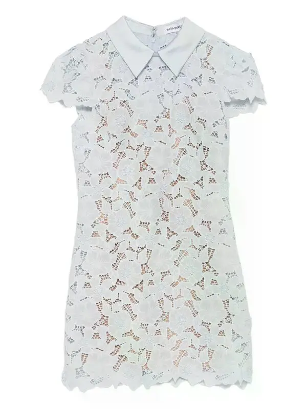 SELF-PORTRAIT Floral Lace Mini Dress - Blue