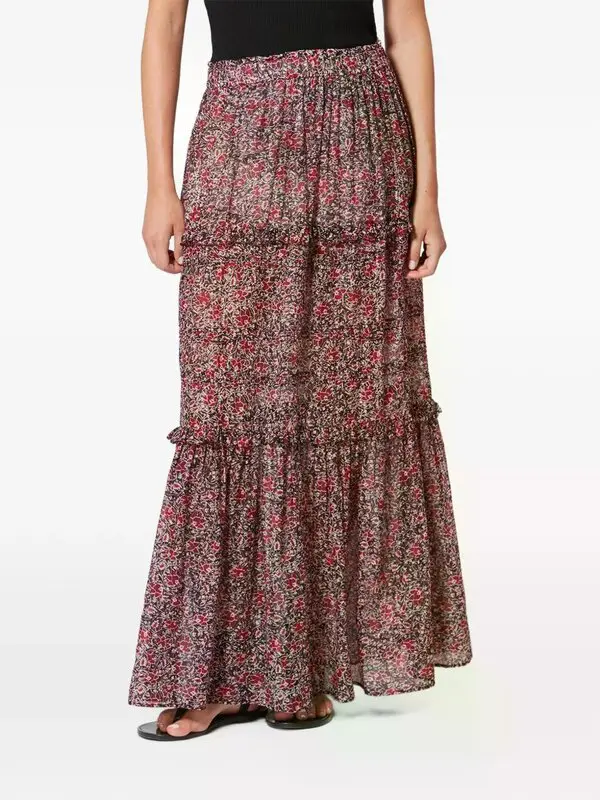 MARANT ETOILE Volomia Ruffled Maxi Skirt - Red