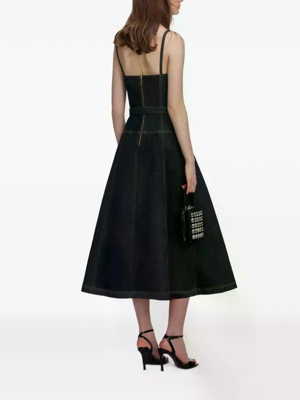 SELF-PORTRAIT Belted Panelled Dress - Blue