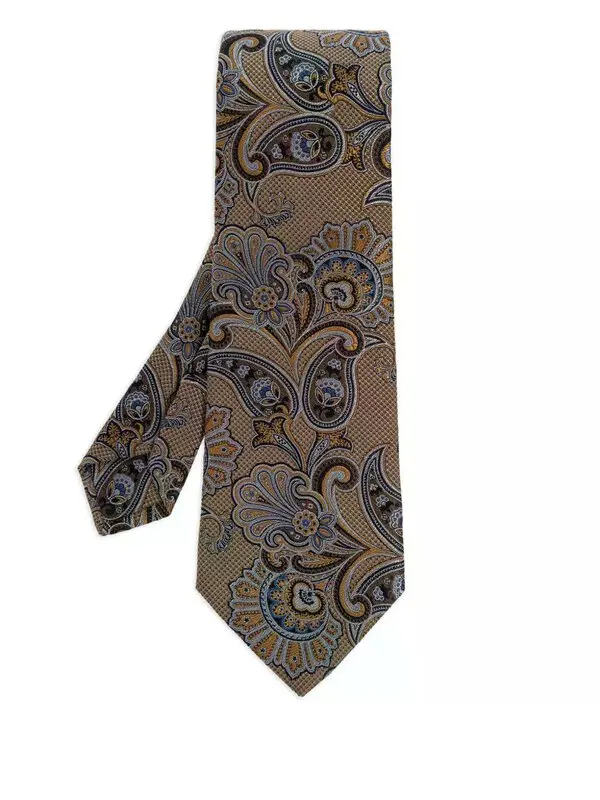 Etro Paisley Silk Tie - Brown