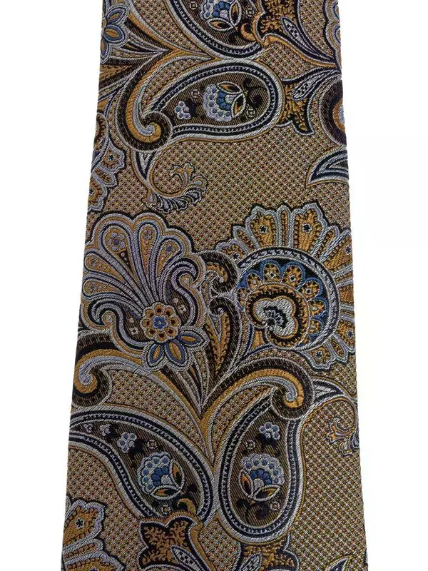 Etro Paisley Silk Tie - Brown