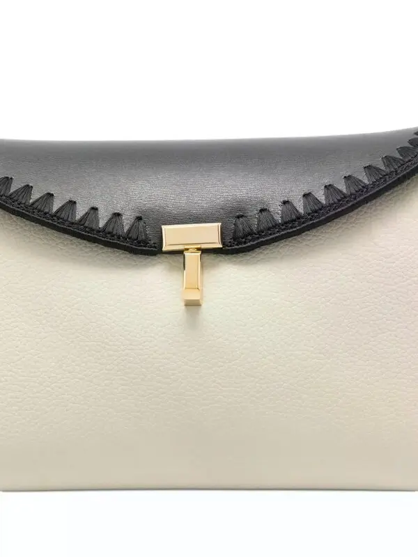 TOTEME T-lock Embroidered Leather Clutch - Neutrals