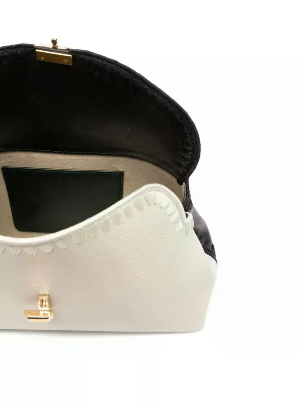 TOTEME T-lock Embroidered Leather Clutch - Neutrals