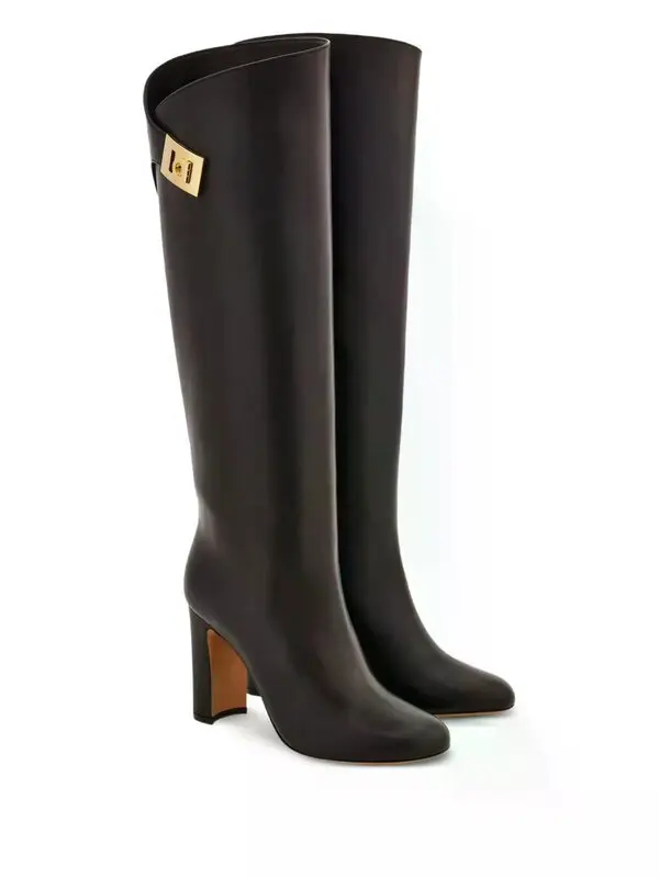 FERRAGAMO 90mm Hug-buckle Knee-high Boots