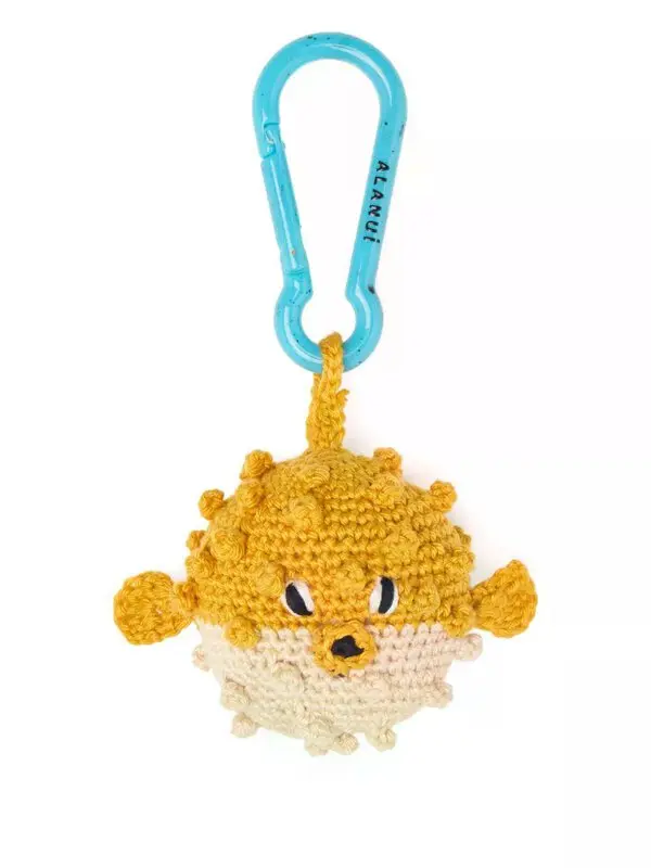 Alanui Puffer Fish Crochet Keyring - Yellow