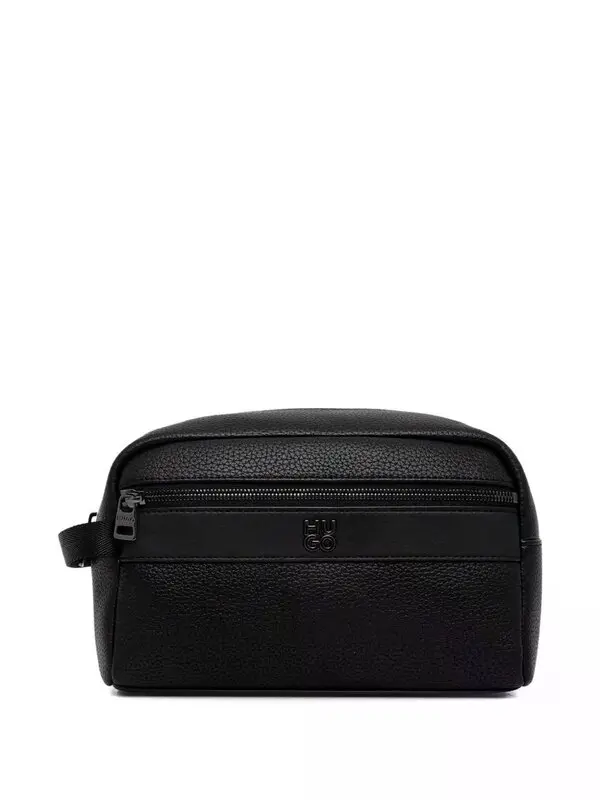 Hugo Logo-plaque Zip Wash Bag - Black