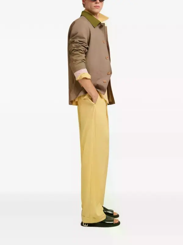Marni Contrast-collar Pocket Shirt Jacket - Brown