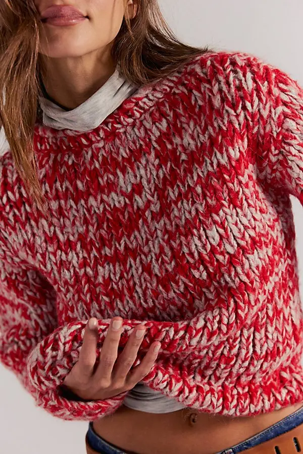 Free People Rosemary Pullover - Scarlet Mint Combo