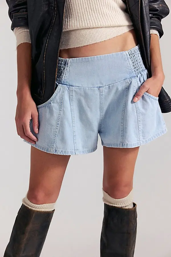 Free People We The Free Luna Pull-on Shorts - Water
