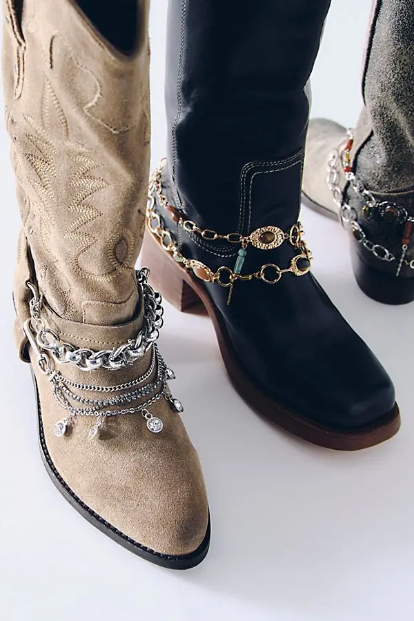 Free People Chain Boot Harness - Silver