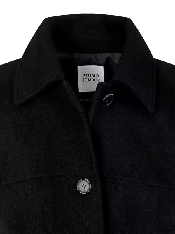 STUDIO TOMBOY Hooded Button Jacket - Black