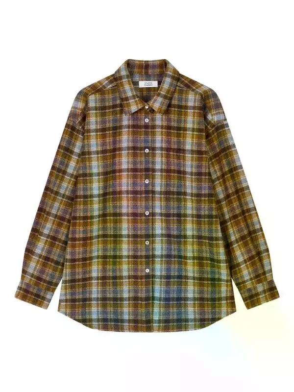 STUDIO TOMBOY Checkered Wool Shirt - Brown