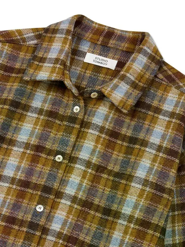 STUDIO TOMBOY Checkered Wool Shirt - Brown