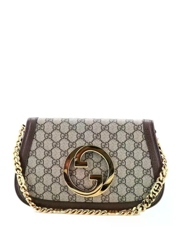 Gucci Blondie Chain Flap Bag Gg Coated Canvas Small - Brown