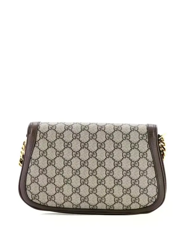 Gucci Blondie Chain Flap Bag Gg Coated Canvas Small - Brown