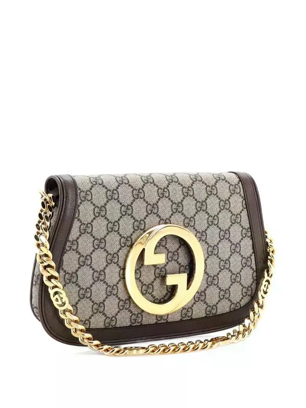 Gucci Blondie Chain Flap Bag Gg Coated Canvas Small - Brown