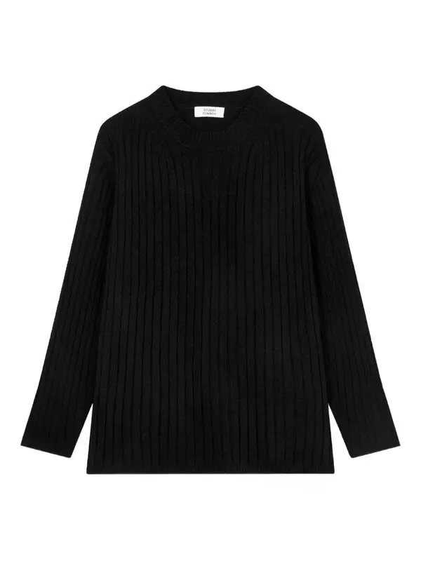 STUDIO TOMBOY Ribbed Round-neck Sweater - Black