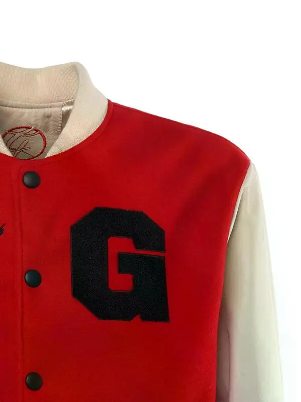GIULIANO GALIANO Varsity Leather-sleeve Jacket - Red