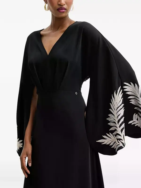 Guess Leaf-embroidered V-neck Dress