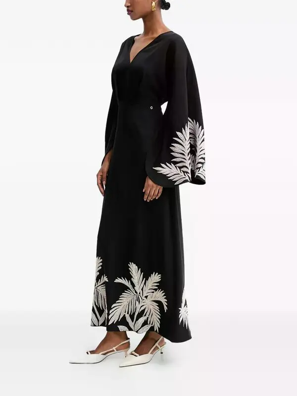 Guess Leaf-embroidered V-neck Dress