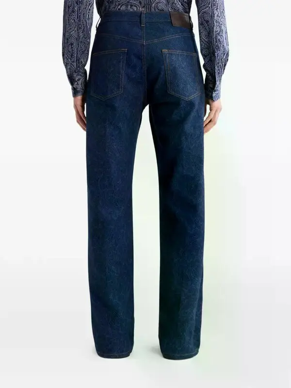 Etro Paisley-jacquard Straight Jeans - Blue