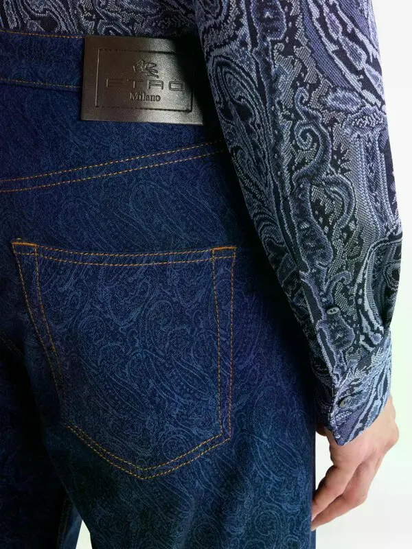 Etro Paisley-jacquard Straight Jeans - Blue