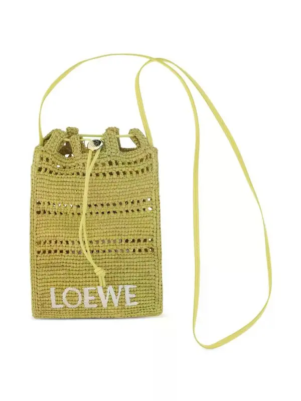 Loewe Raffia Drawstring Shoulder Bag - Yellow