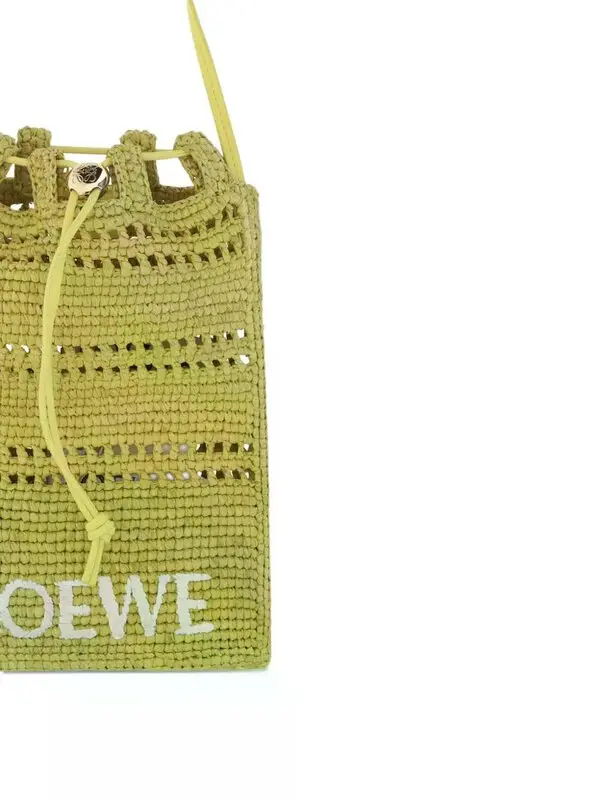 Loewe Raffia Drawstring Shoulder Bag - Yellow