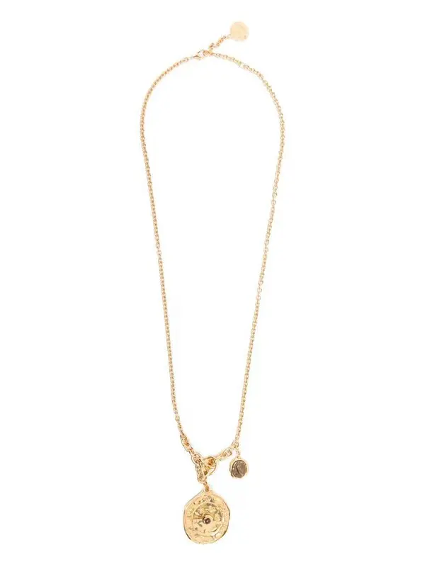 Chloé Coin Jasper Gem Charm Necklace - Gold