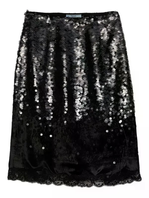 Prada Sequin-embellished Straight Skirt