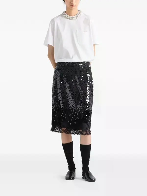 Prada Sequin-embellished Straight Skirt