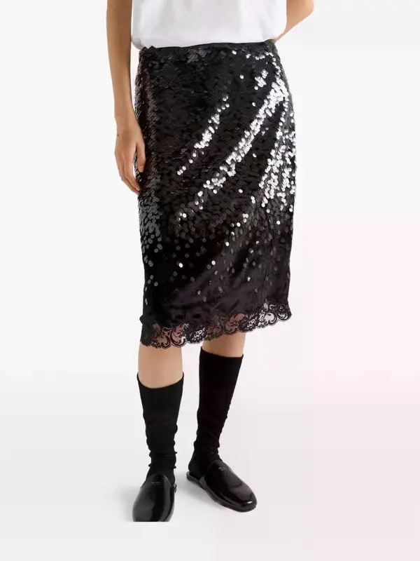 Prada Sequin-embellished Straight Skirt