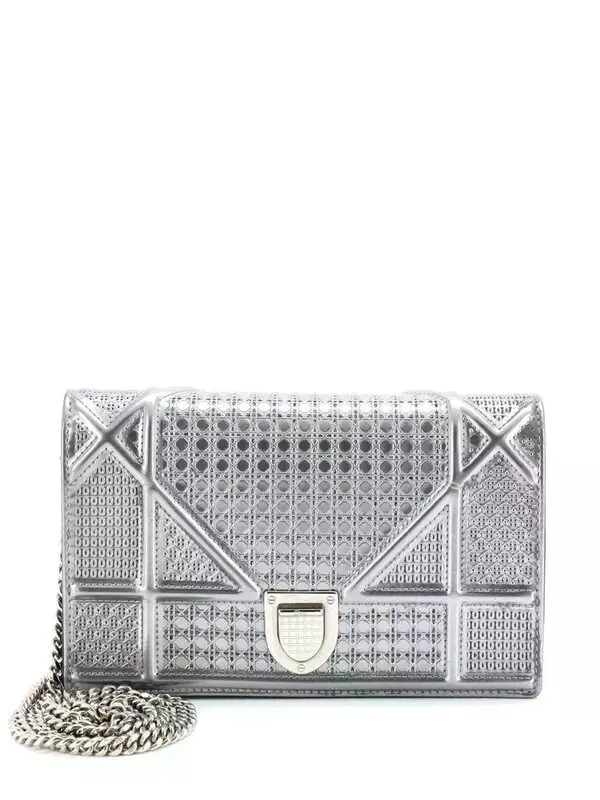 Dior Diorama Flap Bag Cannage Embossed Calfskin Mini - Silver