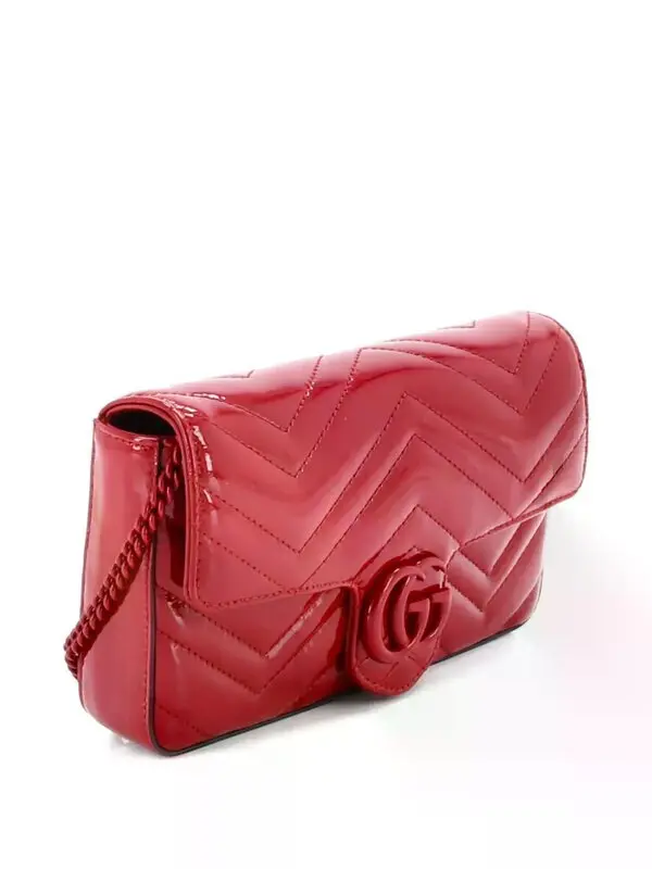 Gucci Gg Marmont Flap Bag Matelasse Patent Mini Crossbody Bag - Red