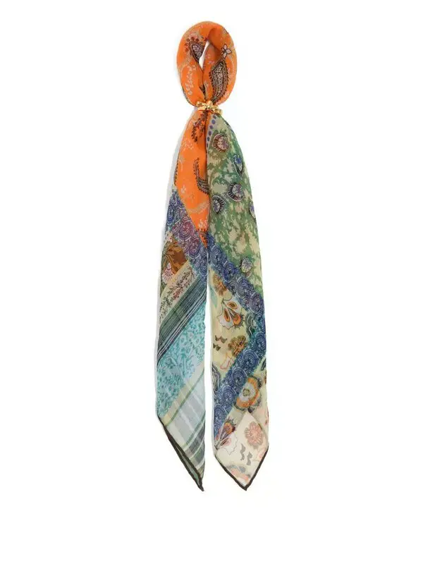 Bimba Y Lola Paisley Print Silk Keyring Scarf - Orange