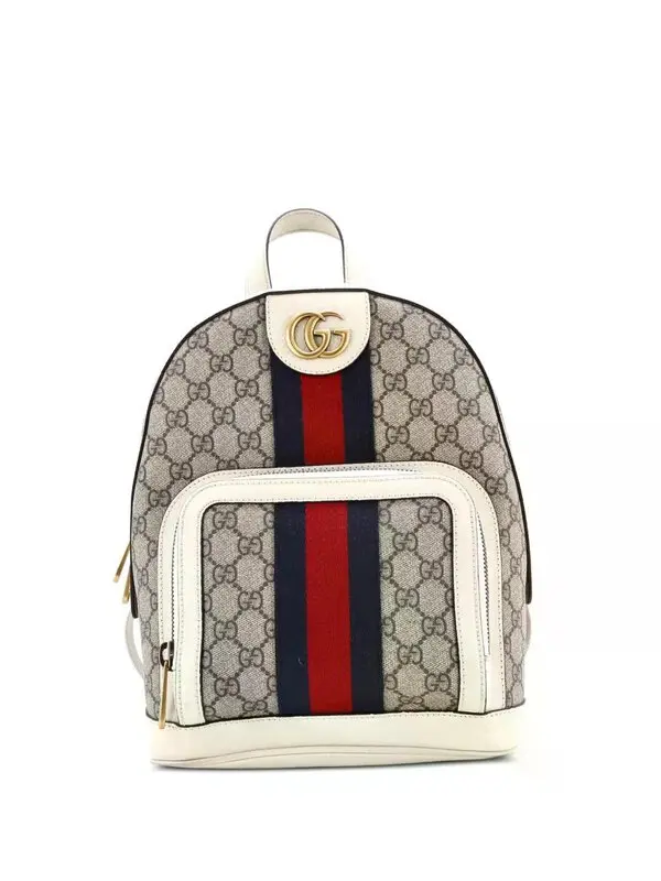 Gucci Ophidia Gg Coated Canvas And Leather Small Backpack - Neutrals