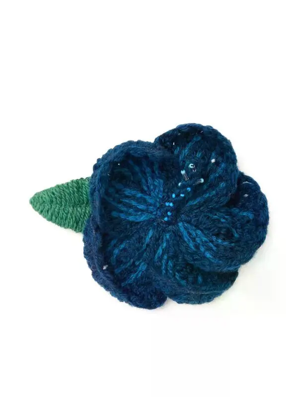 Alanui Hibiscus Embroidered Brooch - Blue