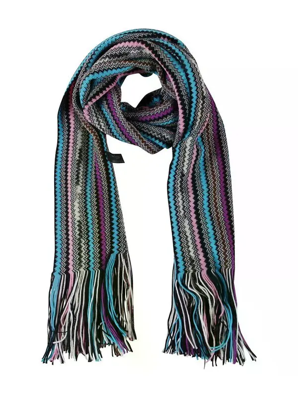 Missoni Fringed Chevron Scarf - Blue