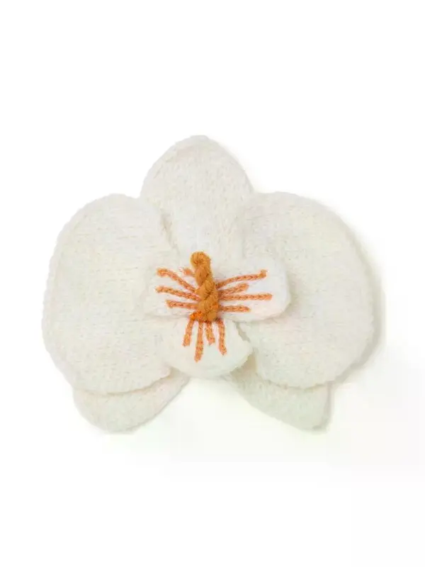 Alanui Orchid Embroidered Brooch - White