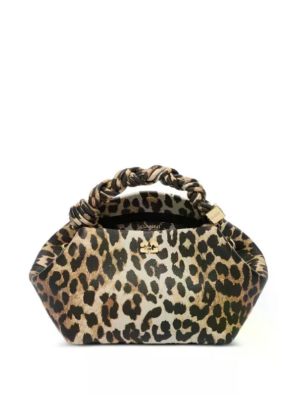 GANNI Small Leopard-print Crossbody Bag With Twisted Handle - Brown