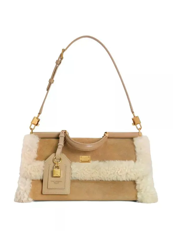 Dolce & Gabbana Top-handle Tote Bag With Shearling Trim