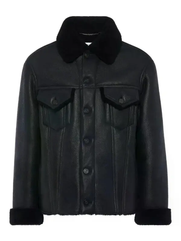 MAISON MARGIELA Waxed Shearling Jacket - Black