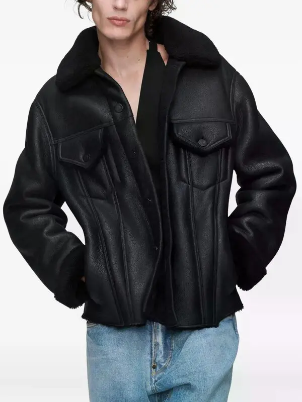 MAISON MARGIELA Waxed Shearling Jacket - Black