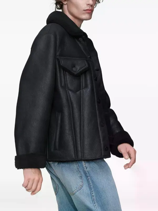 MAISON MARGIELA Waxed Shearling Jacket - Black