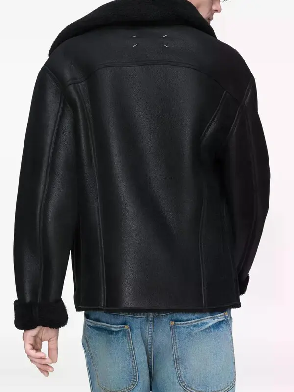 MAISON MARGIELA Waxed Shearling Jacket - Black